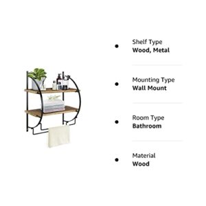 Y&ME 2 Tier Floating Bathroom Shelves with Towel Rack, Bathroom Shelves Over Toilet,White Bathroom Shelf Wall Mounted,Bathroom Towel Storage with Towel Rods for Household Decor