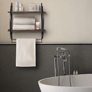 Y&ME 2 Tier Floating Bathroom Shelves with Towel Rack, Bathroom Shelves Over Toilet,White Bathroom Shelf Wall Mounted,Bathroom Towel Storage with Towel Rods for Household Decor