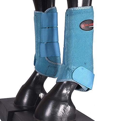 HILASON Horse Front Rear Leg Protection Sports Boot 4 Pack Turquoise | Horse Leg Boots | Splint Boots for Horses | Horse Jumping Boots| Professional Choice Horse Boots