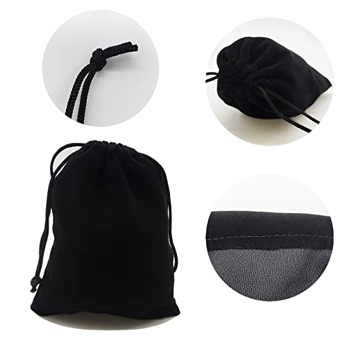 HOSL 200 Pack 4" x 5" Black Velvet Cloth Jewelry Pouch Jewelry Drawstring Bag Necklace Bracelet Earrings Bag Party Favor Bag Goodies Bag Candy Bag Gift Bag Watch Bag Wedding Festival Baby Show Bag