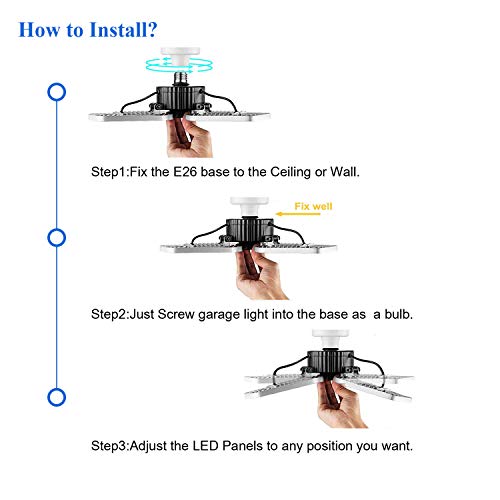 Garage Lighting,80W Garage Lights Ceiling LED,Close to Ceiling Garage Light Fixture,9000 Lm 5000K Super Bright LED Garage Lights with 3 Leaf LED Lights for Garage Barn Basement Workbench