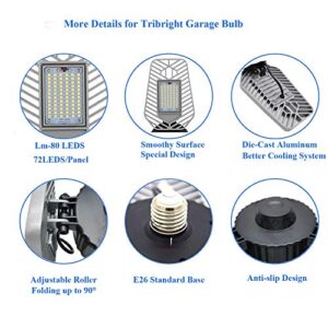 Garage Lighting,80W Garage Lights Ceiling LED,Close to Ceiling Garage Light Fixture,9000 Lm 5000K Super Bright LED Garage Lights with 3 Leaf LED Lights for Garage Barn Basement Workbench