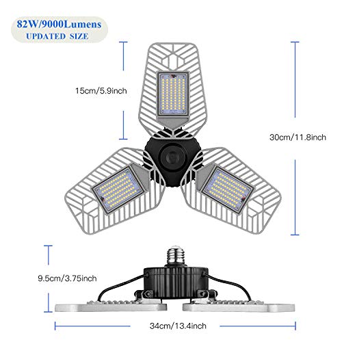 Garage Lighting,80W Garage Lights Ceiling LED,Close to Ceiling Garage Light Fixture,9000 Lm 5000K Super Bright LED Garage Lights with 3 Leaf LED Lights for Garage Barn Basement Workbench