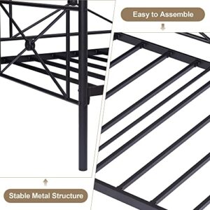 VECELO Classic Metal Daybed Frame Multifunctional Mattress Foundation/Bed Sofa with Headboard, Twin, Black