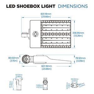 300W LED Parking Lot Light, 42,000LM 5000K ETL Certified 0-10V Dimmable LED Shoebox Light, with Dusk to Dawn Photocell, Slip Fitter, LED Street Light for Commercial Street Area, Parking Area(Brown)