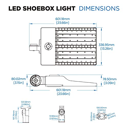 300W LED Parking Lot Light, 42,000LM 5000K ETL Certified 0-10V Dimmable LED Shoebox Light, with Dusk to Dawn Photocell, Slip Fitter, LED Street Light for Commercial Street Area, Parking Area(Brown)