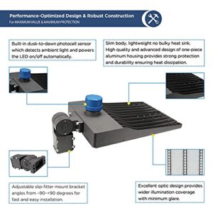 300W LED Parking Lot Light, 42,000LM 5000K ETL Certified 0-10V Dimmable LED Shoebox Light, with Dusk to Dawn Photocell, Slip Fitter, LED Street Light for Commercial Street Area, Parking Area(Brown)