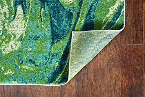 Kas Rugs Watercolors Mid-Century Abstract Area Rug - Teal 6'7" x 9'6"