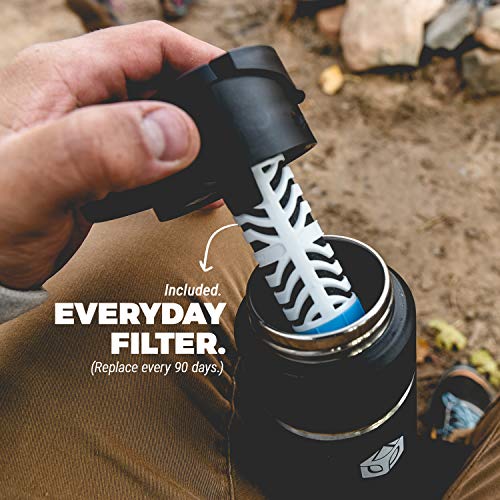 Aquamira Shift Filtered Water Bottle with Everyday Filter - Insulated and BPA-Free for Hiking, Camping, Backpacking, Travel and Emergency Survival Preparedness (White, 32oz)