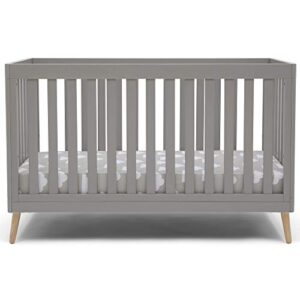 delta children essex 4-in-1 convertible baby crib, grey with natural legs