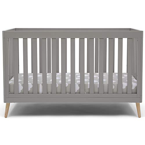 Delta Children Essex 4-in-1 Convertible Baby Crib, Grey with Natural Legs