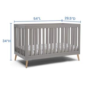 Delta Children Essex 4-in-1 Convertible Baby Crib, Grey with Natural Legs