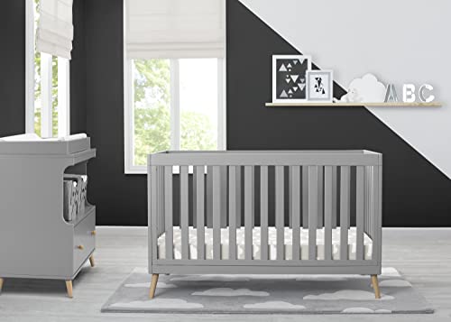 Delta Children Essex 4-in-1 Convertible Baby Crib, Grey with Natural Legs