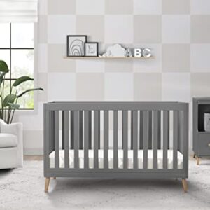 Delta Children Essex 4-in-1 Convertible Baby Crib, Grey with Natural Legs