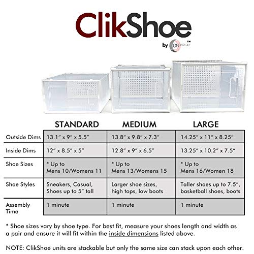 OnDisplay Clik Stackable Interlocking Shoe Box System (Standard Clear/White, Single Box)