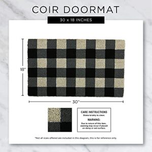 DII Natural Coir Doormat Collection Decorative Checkered Mat with PVC Backing, 17x29, Welcome