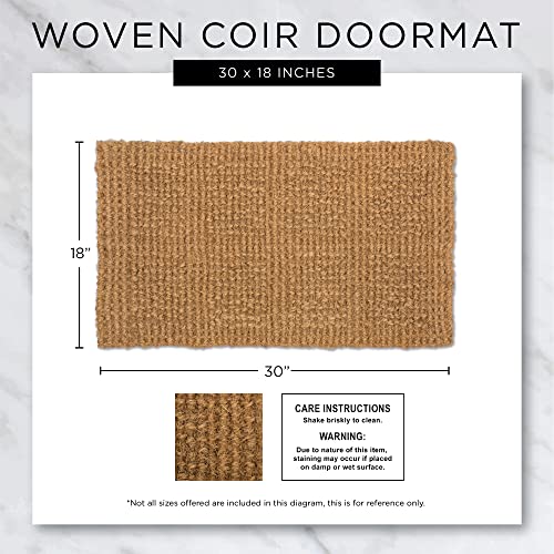 DII Natural Coir Doormat Collection Decorative Checkered Mat with PVC Backing, 17x29, Welcome