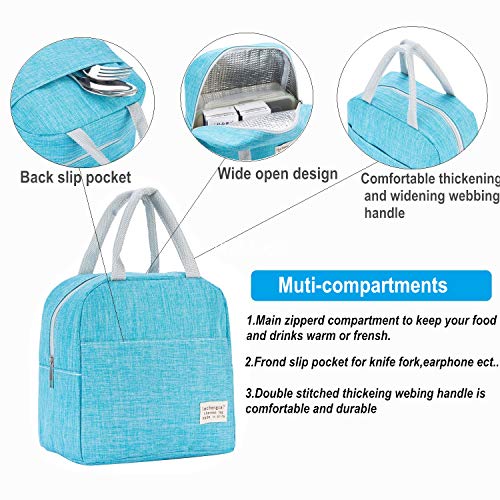 Small Lunch Bags for Women and Men Kids Insulated Cooler Lunch Tote Bag Reusable Lunch Box Kids for Back to School, Work, Office(Sky Blue)