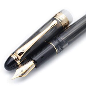 czxwyst 699 Negative Pressure Vaccum Filling Fountain Pen Original Box (Black with Golden Clip and Solid Grip, Medium Nib 0.7mm)