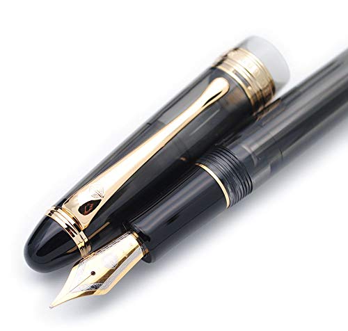 czxwyst 699 Negative Pressure Vaccum Filling Fountain Pen Original Box (Black with Golden Clip and Solid Grip, Medium Nib 0.7mm)