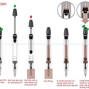 czxwyst 699 Negative Pressure Vaccum Filling Fountain Pen Original Box (Black with Golden Clip and Solid Grip, Medium Nib 0.7mm)