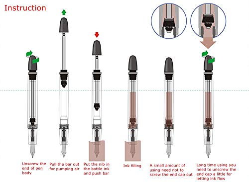 czxwyst 699 Negative Pressure Vaccum Filling Fountain Pen Original Box (Black with Golden Clip and Solid Grip, Medium Nib 0.7mm)