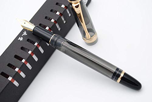 czxwyst 699 Negative Pressure Vaccum Filling Fountain Pen Original Box (Black with Golden Clip and Solid Grip, Medium Nib 0.7mm)