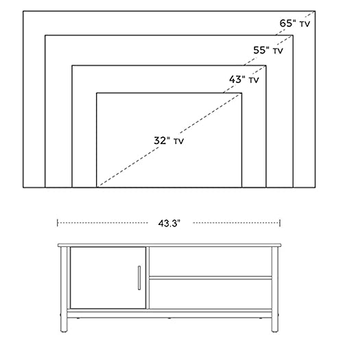 usikey Mid-Century TV Stand for TVs up to 50 Inches, Entertainment Center with Open Storage Shelves & Cabinet, Modern TV Console for Living Room, Rustic Brown