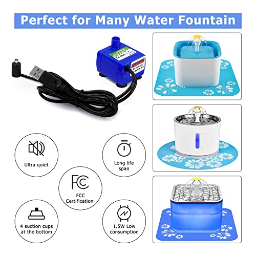 Beewarm Replacement Pump for 84oz/2.5L Cat Water Fountain Pet Fountain Ultra Quiet Long Life Span 6ft USB Power Cable DIY (Water Pump)