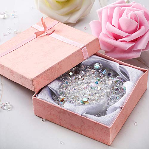 Hicarer 4000 Pieces Clear Diamonds Crystals Acrylic Gems Wedding Table Scattering Gemstones Christmas Party Decorations Bridal Shower Masquerade Vase Fillers(Crystal AB, 3 mm, 6 mm and 10 mm)