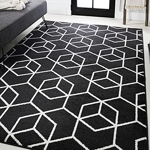 JONATHAN Y SEU101A-8 Tumbling Blocks Modern Geometric Indoor Area-Rug Contemporary Casual Easy-Cleaning Bedroom Kitchen Living Room Non Shedding, 8 X 10, Black/White