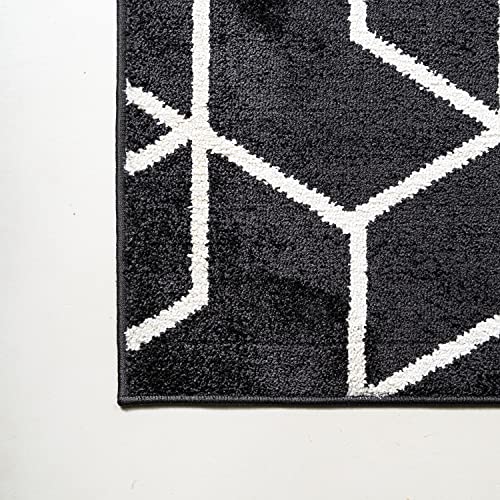 JONATHAN Y SEU101A-8 Tumbling Blocks Modern Geometric Indoor Area-Rug Contemporary Casual Easy-Cleaning Bedroom Kitchen Living Room Non Shedding, 8 X 10, Black/White