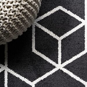 JONATHAN Y SEU101A-8 Tumbling Blocks Modern Geometric Indoor Area-Rug Contemporary Casual Easy-Cleaning Bedroom Kitchen Living Room Non Shedding, 8 X 10, Black/White