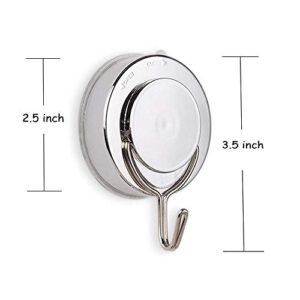 VIS'V Suction Cup Hooks, Silver Twist Suction Cups with Metal Hooks Removable Heavy Duty Window Glass Door Suction Hangers Reusable Suction Cup Holders for Kitchen Bathroom Shower Wreath - 2 Pcs