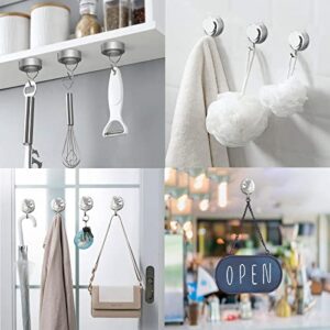 VIS'V Suction Cup Hooks, Silver Twist Suction Cups with Metal Hooks Removable Heavy Duty Window Glass Door Suction Hangers Reusable Suction Cup Holders for Kitchen Bathroom Shower Wreath - 2 Pcs