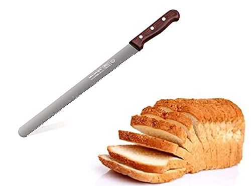 YUJIA Serrated Cake/Bread Knife, 12 Inch blade,High Carbon Stainless Steel Silver, Solid Black Walnut wood hand.