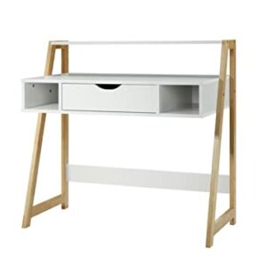 4D Concepts Heidi Collection Desk, White and Natural Wood