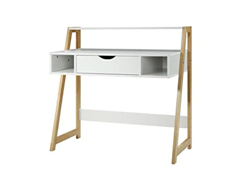 4D Concepts Heidi Collection Desk, White and Natural Wood