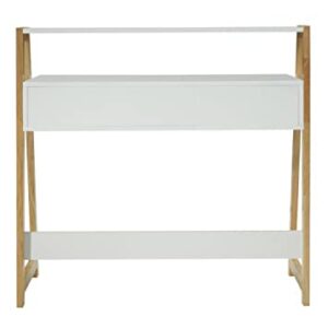 4D Concepts Heidi Collection Desk, White and Natural Wood