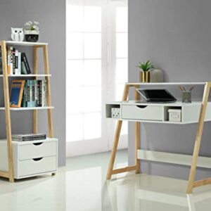 4D Concepts Heidi Collection Desk, White and Natural Wood