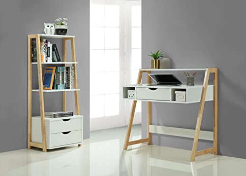 4D Concepts Heidi Collection Desk, White and Natural Wood