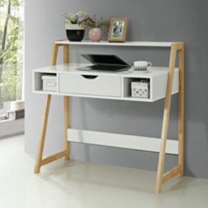 4D Concepts Heidi Collection Desk, White and Natural Wood