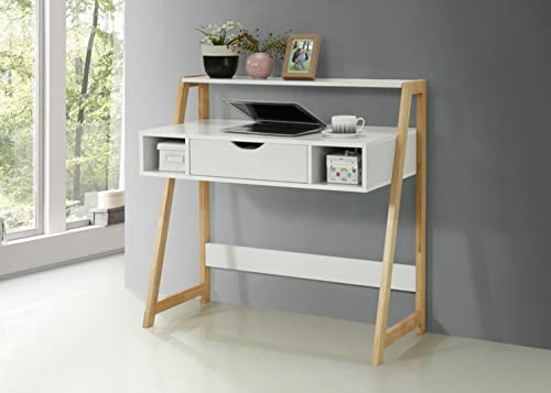 4D Concepts Heidi Collection Desk, White and Natural Wood