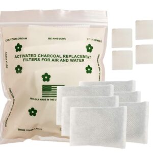 Green Piece - Overstuffed and Double Sized - All Natural Baby Diaper Pail Deodorizer Activated Charcoal ((Pack of 6) 3" X 3")