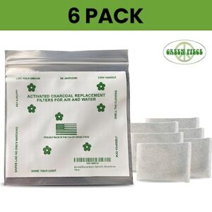 Green Piece - Overstuffed and Double Sized - All Natural Baby Diaper Pail Deodorizer Activated Charcoal ((Pack of 6) 3" X 3")