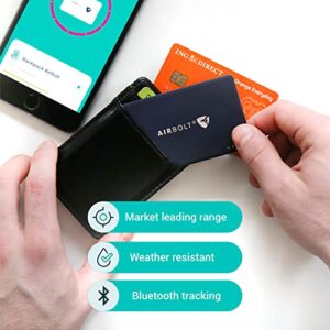 AIRBOLT Card Tracker - Rechargeable Bluetooth Tracker Locator - Wallets, Suitcase, Purses, Backpacks, Luggage Finder - Water Resistant, 780ft Range, Separation Alerts, Control with Smartphone