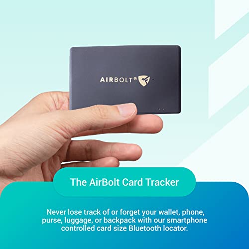 AIRBOLT Card Tracker - Rechargeable Bluetooth Tracker Locator - Wallets, Suitcase, Purses, Backpacks, Luggage Finder - Water Resistant, 780ft Range, Separation Alerts, Control with Smartphone