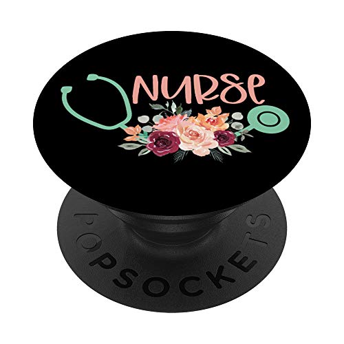 Cute Nurse Stethoscope with Flowers - Nurse Appreciation PopSockets PopGrip: Swappable Grip for Phones & Tablets