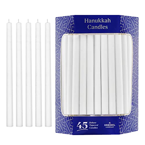 Hanukkah Candles Deluxe Tapered Menorah Candles for All 8 Nights of Chanukah (White)