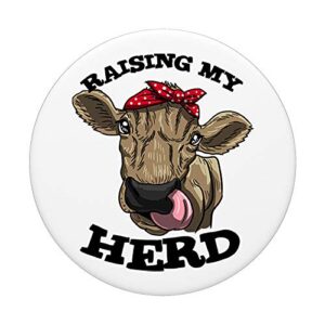 Raising My Herd Cow Cute Profession Womens Farmer Mom Gift PopSockets PopGrip: Swappable Grip for Phones & Tablets